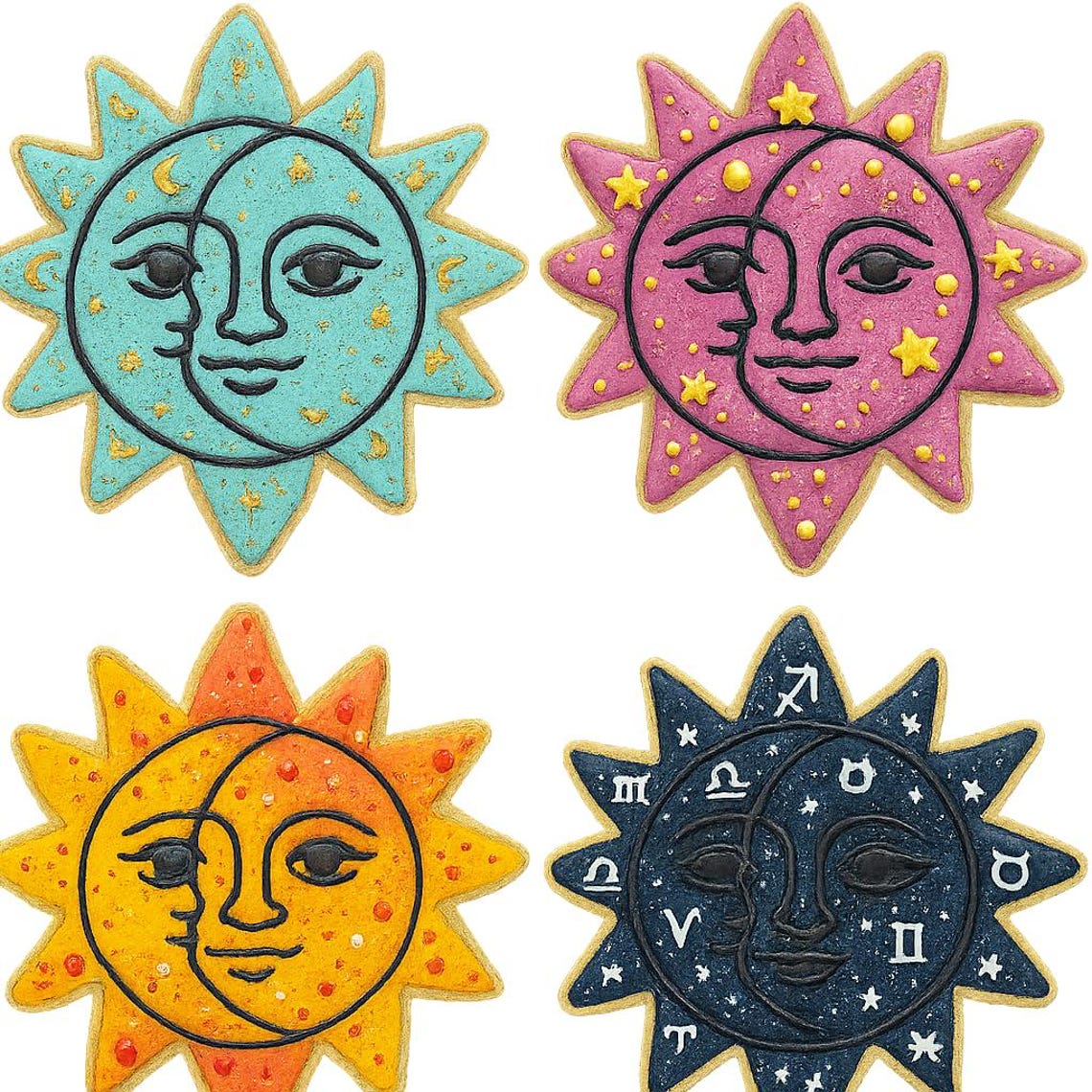 Celestial Sun and Moon Cookie Cutter & Stamp 4x4" for Baking Fondant ...