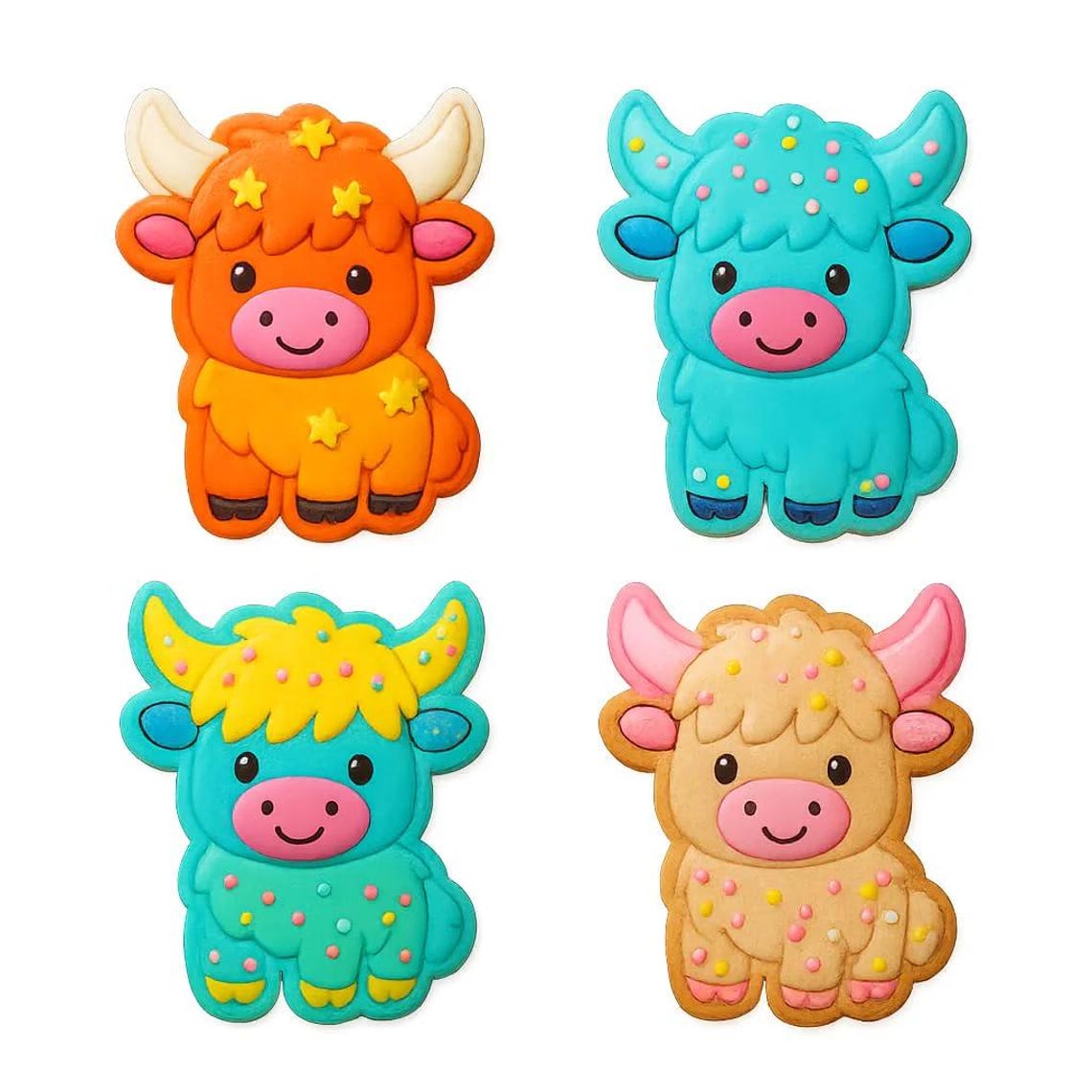 Happy Highland Cow Cookie Cutter & Stamp 4x2.75" for Baking Fondant ...