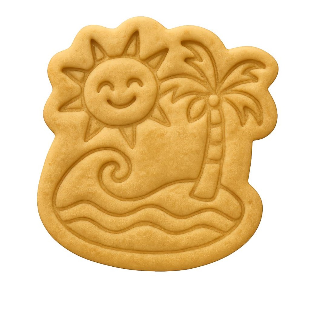 Sun & Palm Island Cookie Cutter Stamp 4x3.9" for Baking Fondant Clay ...