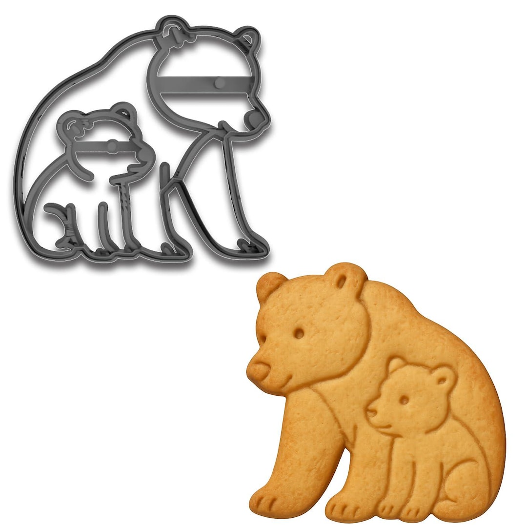 Mother Bear and Cub Cookie Cutter & Stamp - 4x3.83", Adorable Wildlife ...