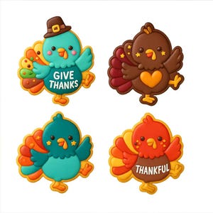 Dancing Kawaii Turkey Cookie Cutter & Stamp 4x3.7" for Baking Fondant ...