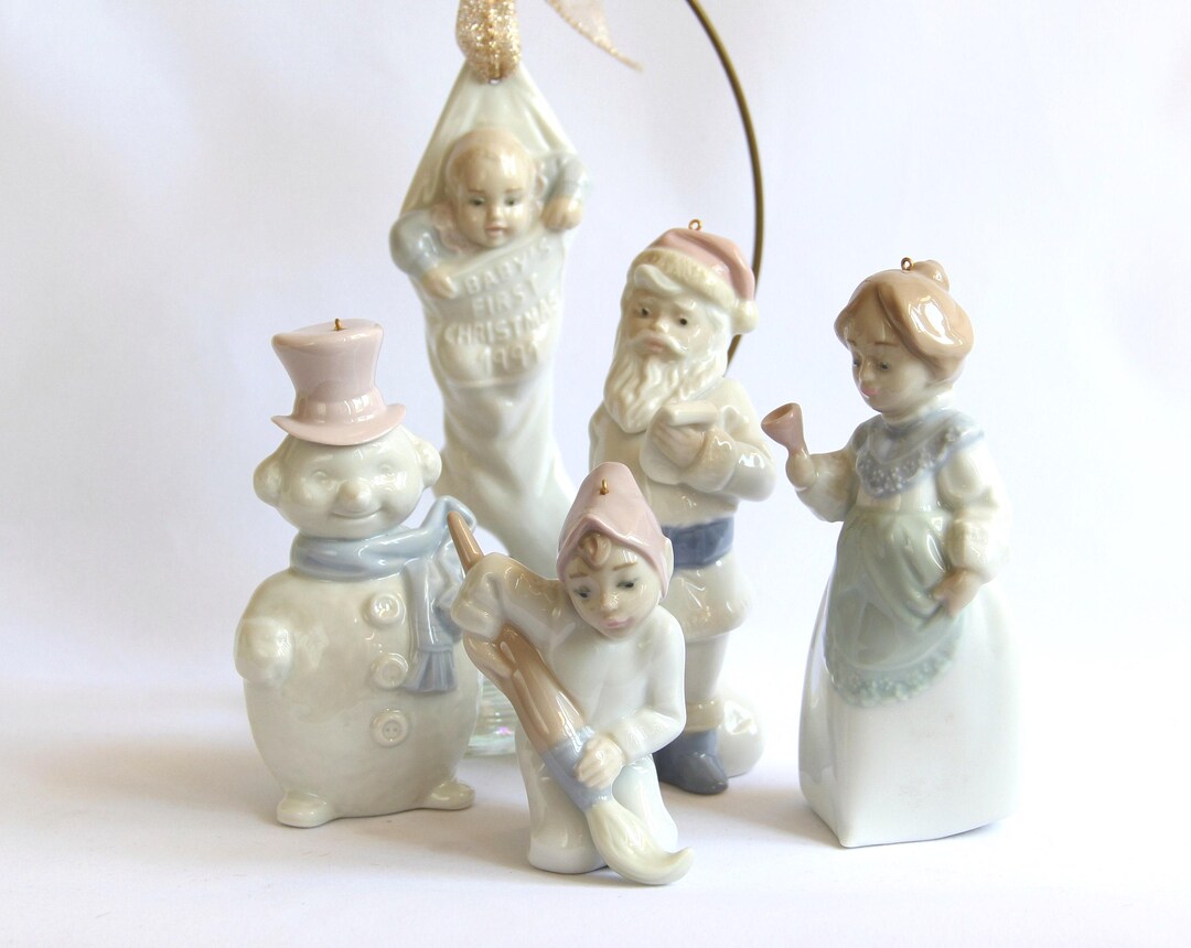 Lladro Porcelain Christmas Ornaments: Snowman, Elf, Santa, Baby - Etsy