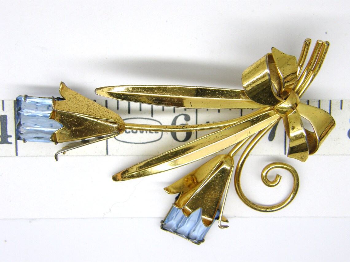 Vintage Coro Craft Floral Brooch – Sterling Silver Gold Vermeil, Fancy ...
