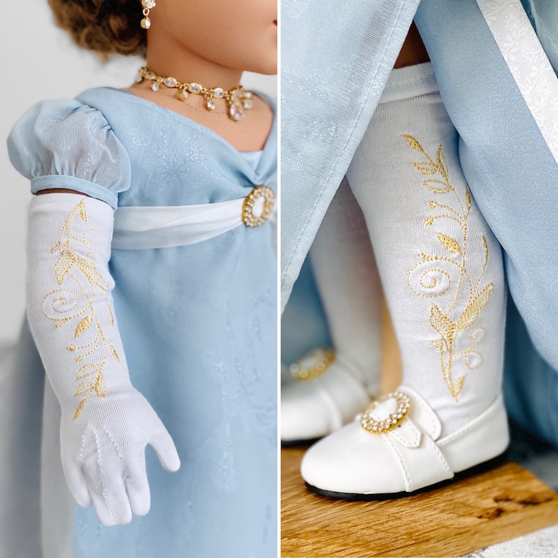 Regency Embroidered Doll Gloves and Stockings: Fits American Girl Dolls ...