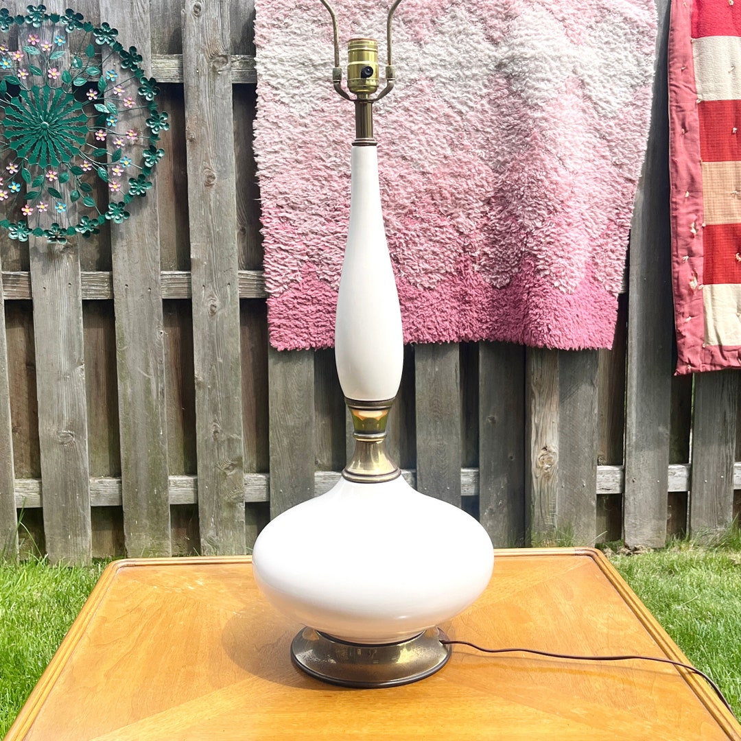 Vintage 60s White + Gold Ceramic Genie Bottle Style Mid Century Modern ...