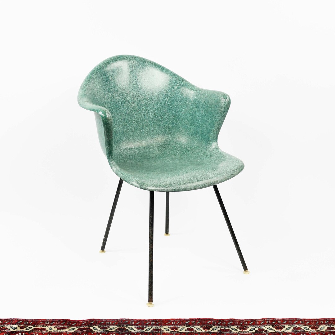 Vintage 50s 60s Aqua Blue Fiberglass Shell Armchair Mid Century Modern ...