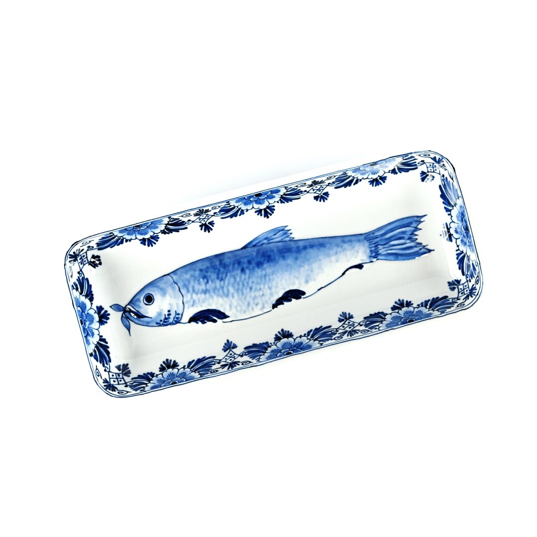 Royal Delft Herring Blue and White Hand-painted Ceramic Fish Serving ...