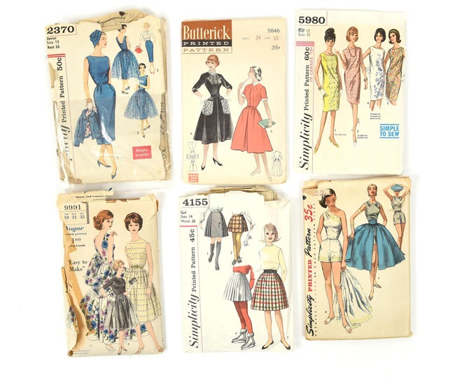Vintage 60s Vogue Dress Sewing Pattern 2236: Retro Full Skirt Party ...