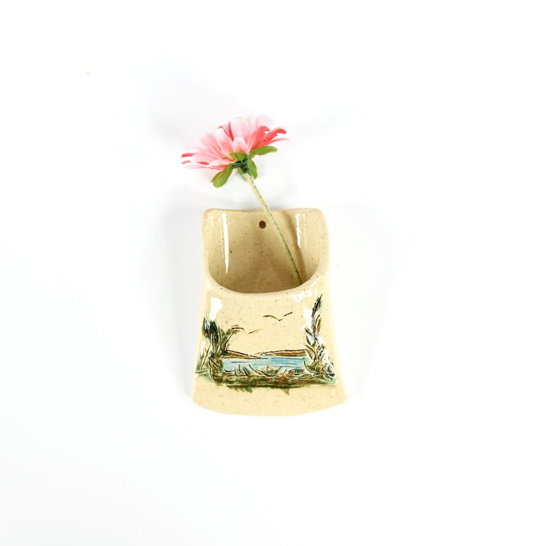 Vintage 70s Studio Pottery Lake Scene Small Envelope Ceramic Wall ...