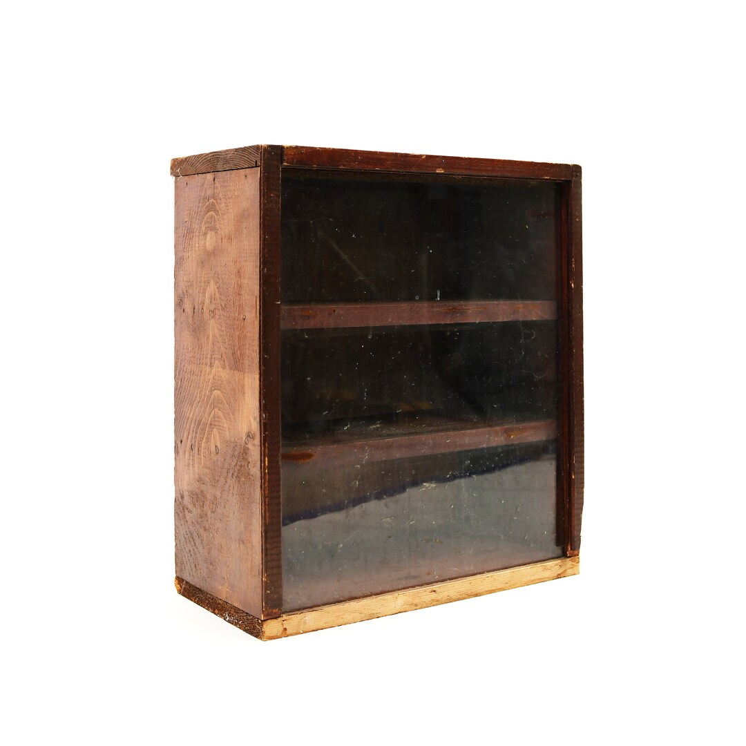 Vintage 1920s Antique Wood Glass Incased Display Shelf Tabletop Cabinet ...