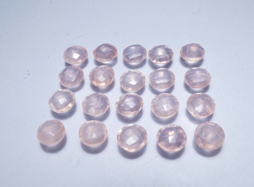 Rose Quartz Gemstone: 10mm Round Checker Cut Pink Quartz (66.75 Carat ...