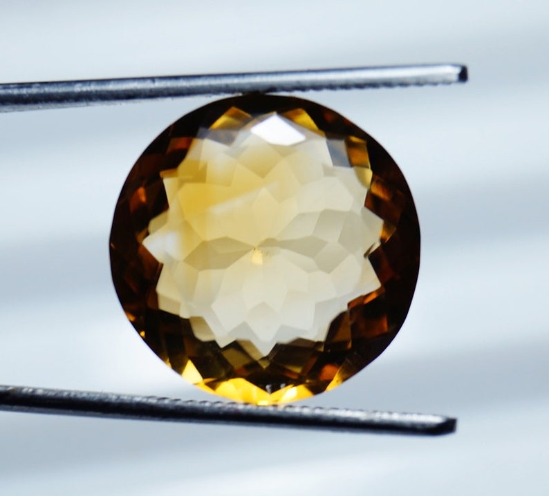 Round Citrine Faceted Gemstone 17x17x7.5mm 13.05 Cts - Etsy