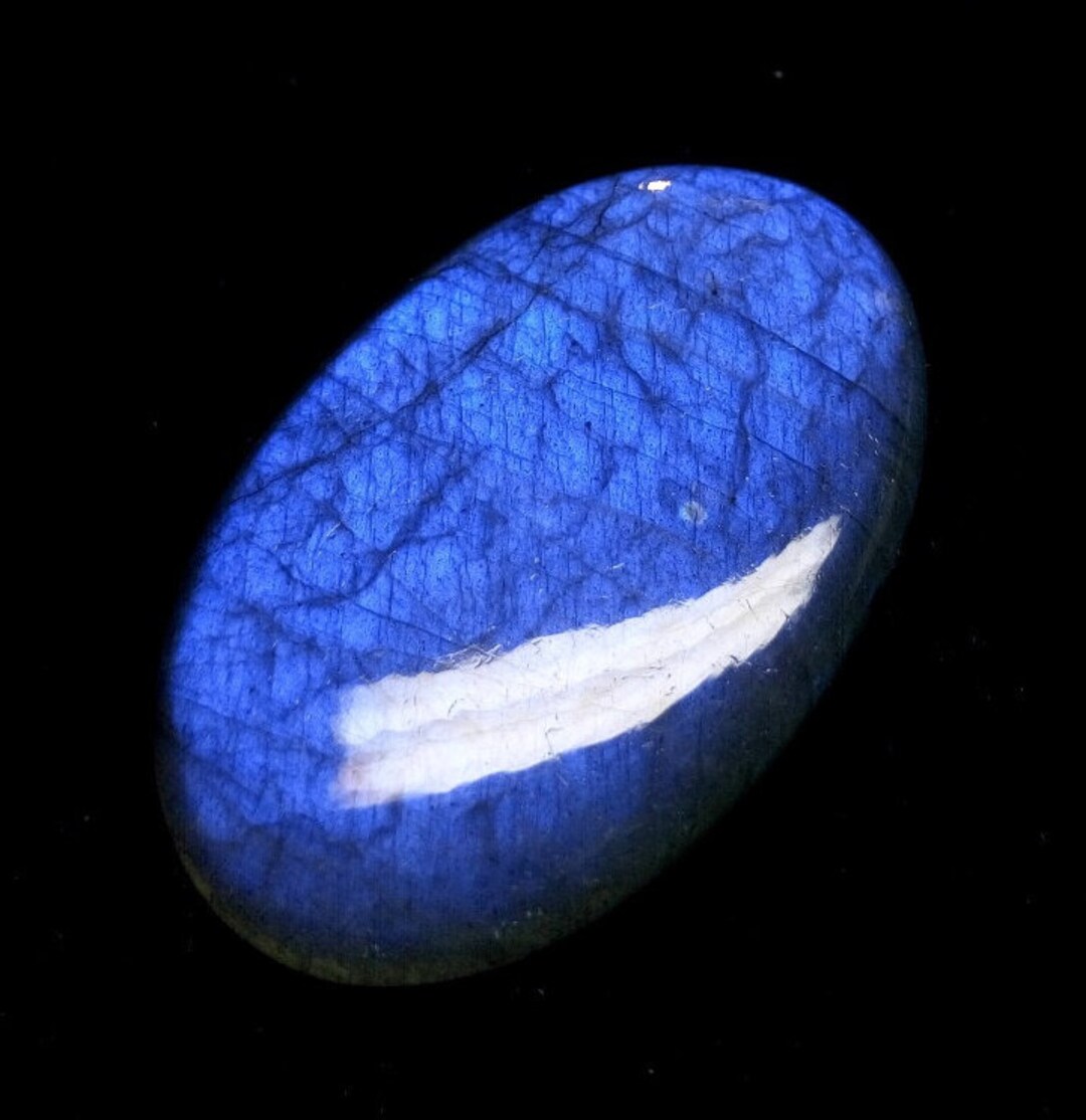 Blue Labradorite Cabochon: 79 Carat Polished Gemstone (47x29x7 Mm) - Etsy