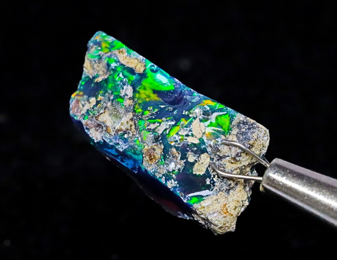 Natural Black Opal Rough Electric Fire Opal Raw Gemstone - Etsy