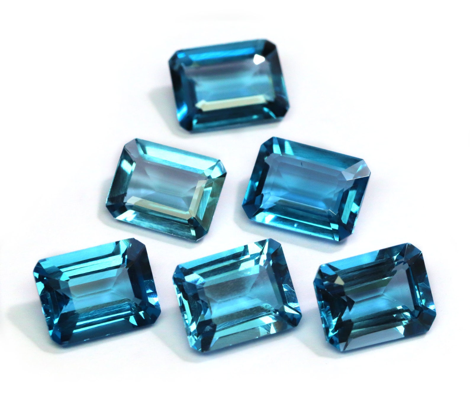 London Blue Topaz Stone London Topaz Emerald Cut Gemstone - Etsy UK