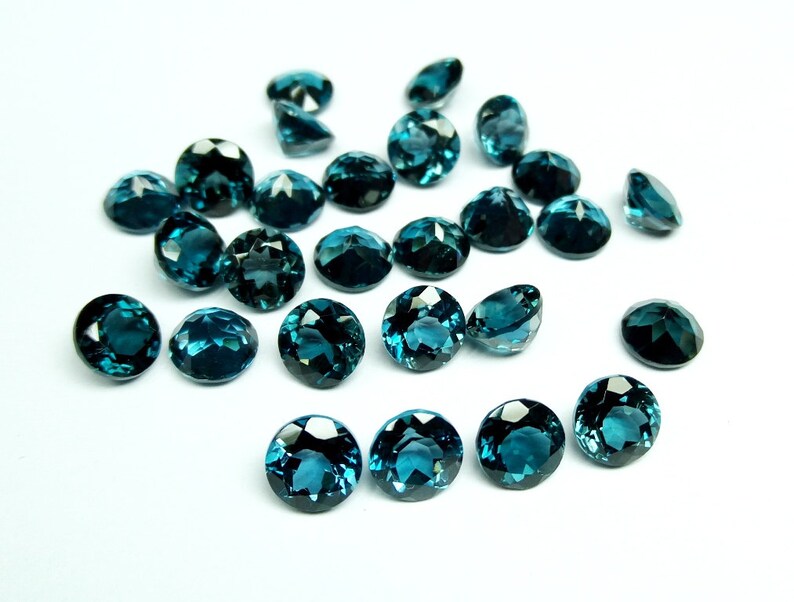 Round Natural London Blue Topaz Gemstone Blue Topaz Stone - Etsy
