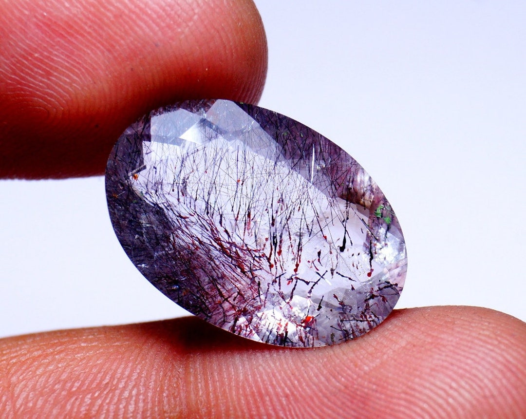 Natural Super Seven Stone: Oval Faceted Melody Stone, 13.90 Carat - Etsy