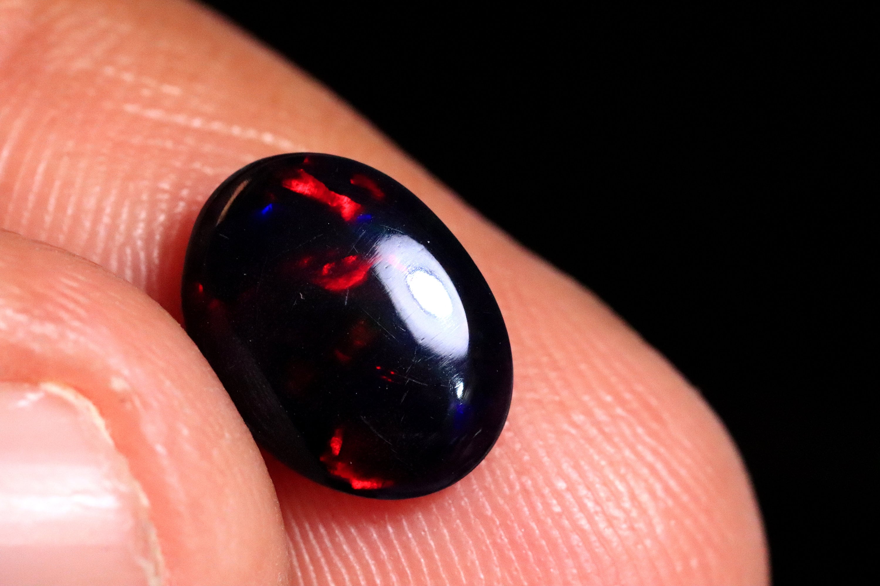 Hermosa piedra preciosa de ópalo negro de fuego rojo ópalo | Etsy