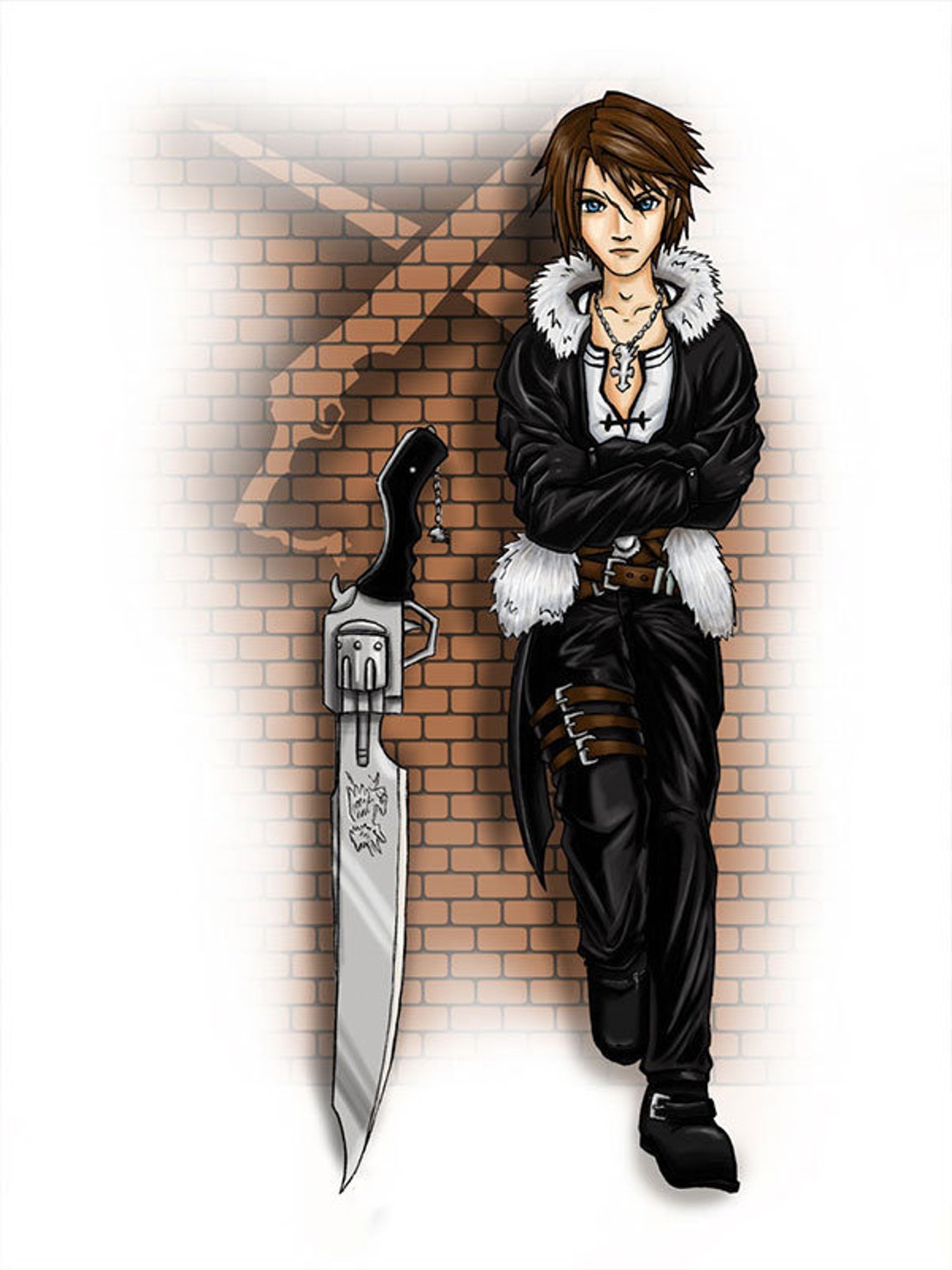 FF8 Squall Magnet Sticker Postcard or Art Print - Etsy