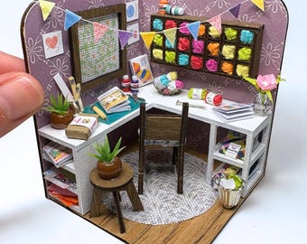 DIY Miniature Sewing Room Kit | 1:24 Scale | Handmade Miniature ...