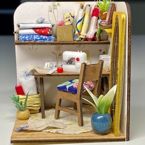 DIY Miniature Sewing Room Kit | 1:24 Scale | Handmade Miniature ...
