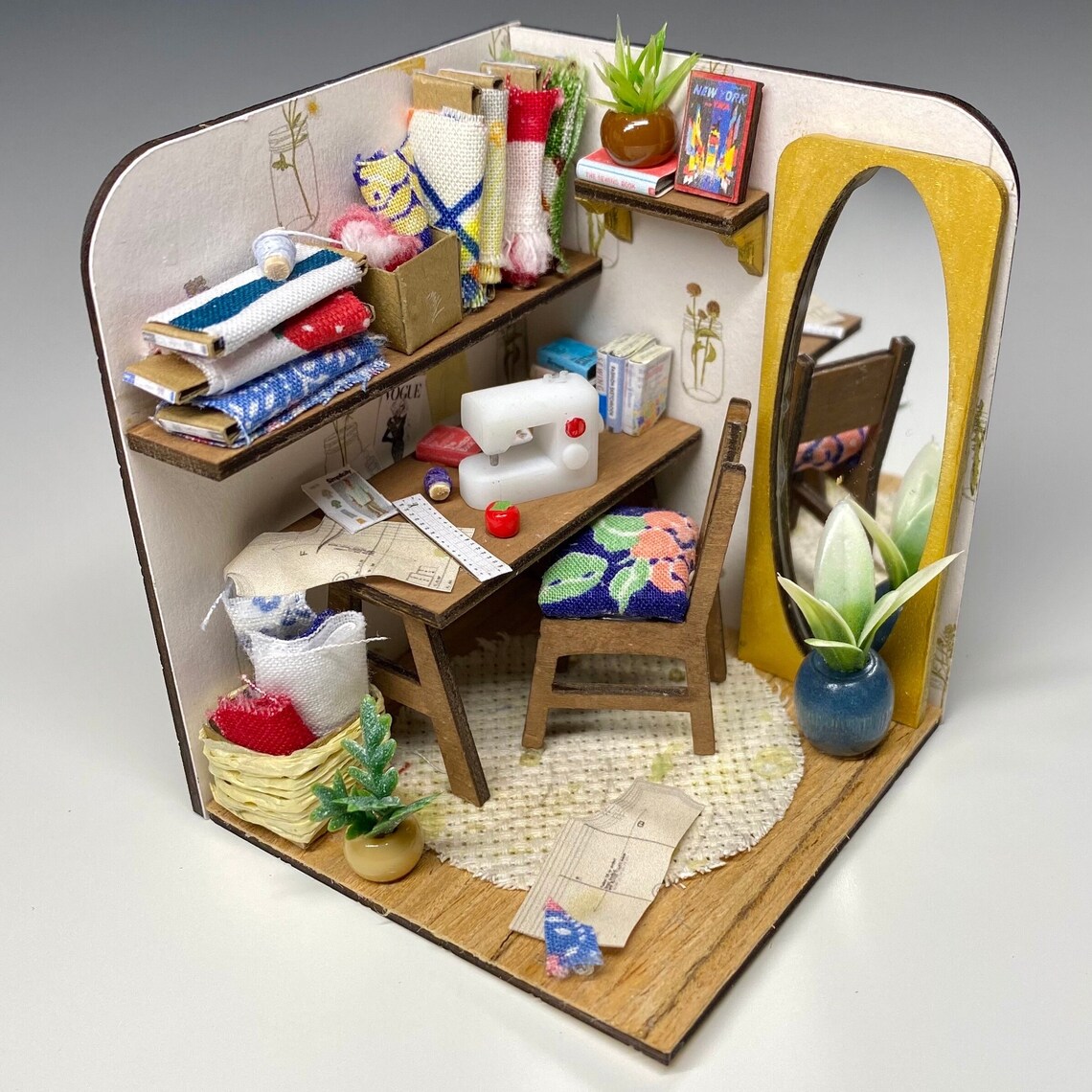 DIY Miniature Sewing Room Kit | 1:24 Scale | Handmade Miniature ...