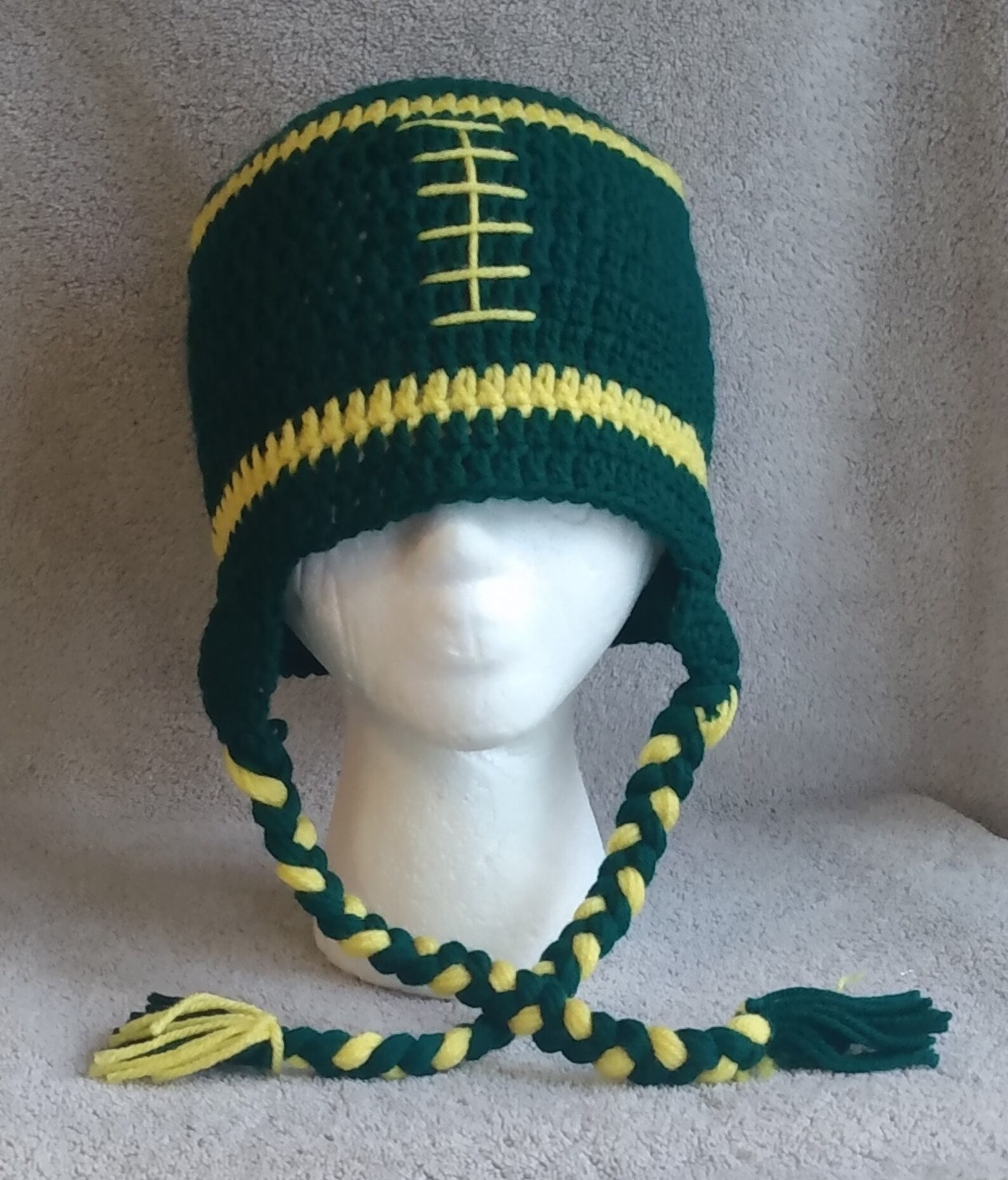 Child Size Crochet Oregon Ducks Colors Laplander Hat 19 Circumference ...