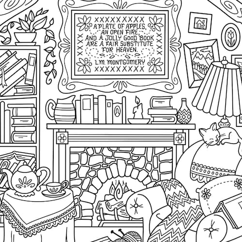 Cozy Fireside Coloring Page / LM Montgomery Quote / PDF - Etsy