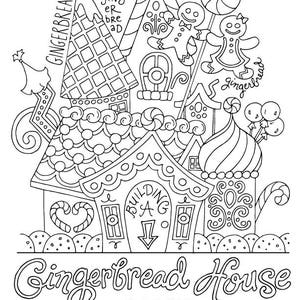 Gingerbread House / Christmas Coloring Page / Kids Holiday / - Etsy