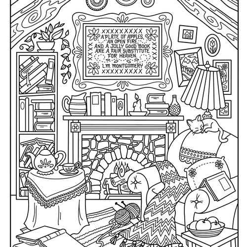Cozy Fireside Coloring Page / LM Montgomery Quote / PDF - Etsy