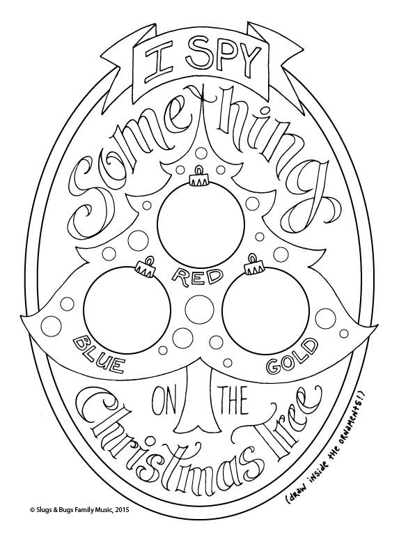 I Spy Christmas Coloring Page / Kids Holiday / Christmas Tree / Slugs ...