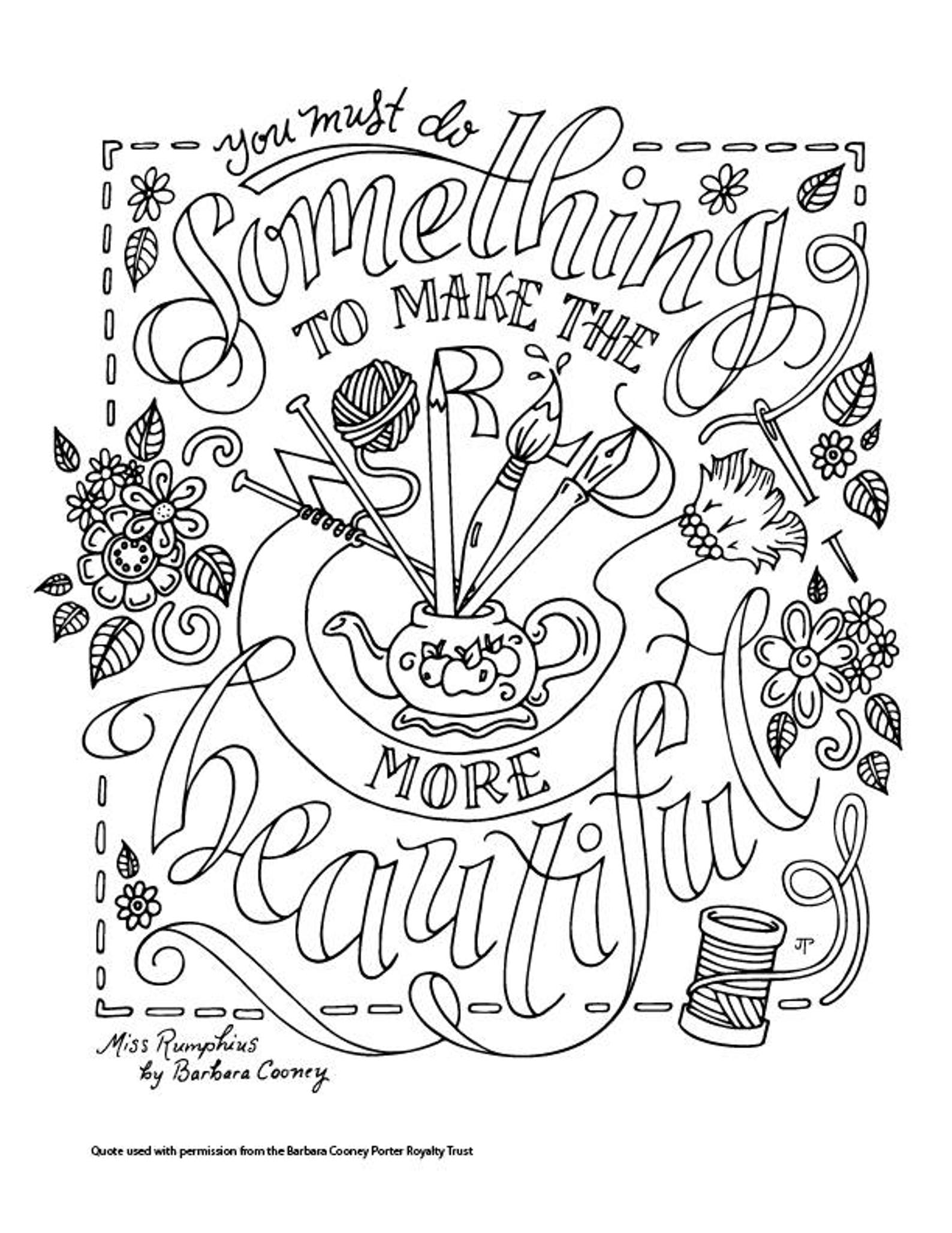 Miss Rumphius Coloring Page / Barbara Cooney / Quotes / Children's ...