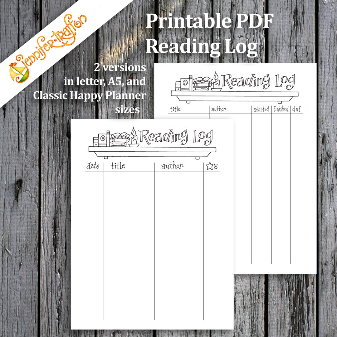 Reading Log / Book List / Instant Download Printable PDF / Bullet ...