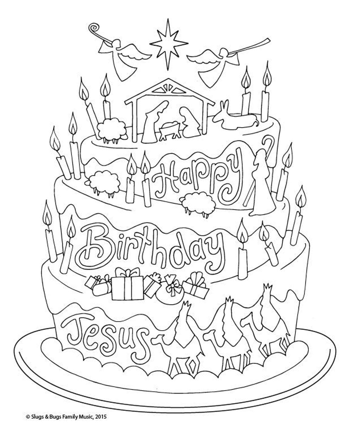 Happy Birthday Jesus / Christmas Coloring Page / Kids Holiday / Slugs ...