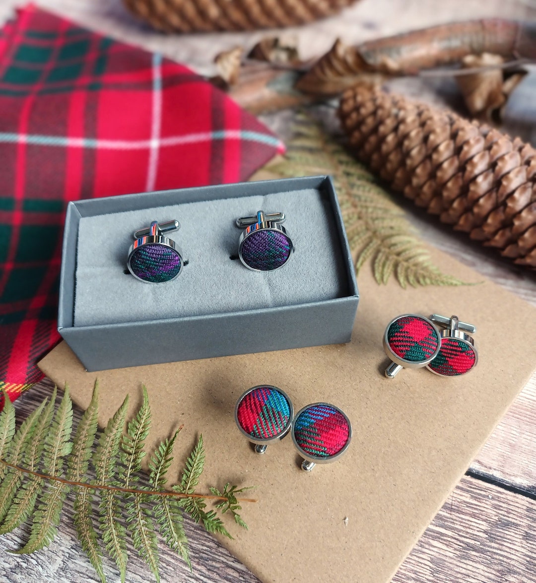 Custom Tartan Cuff Links. Scottish Tartan Cufflinks. Men's - Etsy UK