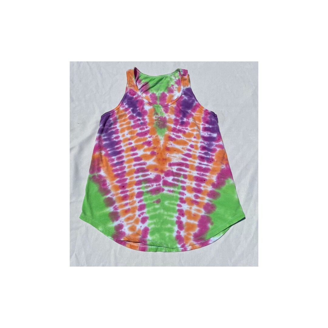 Women’s Medium, Tie Dyed Tank Top, Orange Lime Fuchsia Pink Purple, V Wigwag, Universal Thread ...