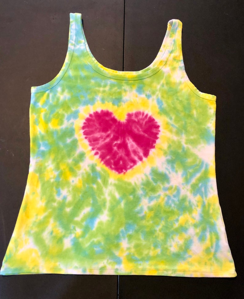 Womens 2X 20 HEART Tie Dye Tank Top. Fuchsia Yellow Lime and Aqua. Hippie Top. HA1424 - Etsy