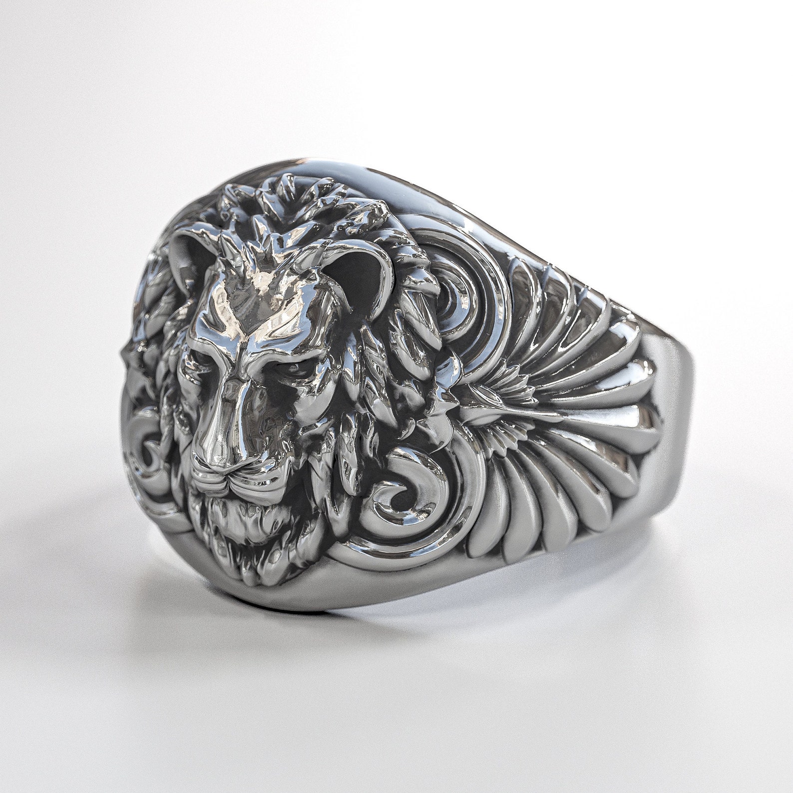 Men's Sterling Silver Lion Ring, 925 Sterling Silver Jewelry, Signet ...