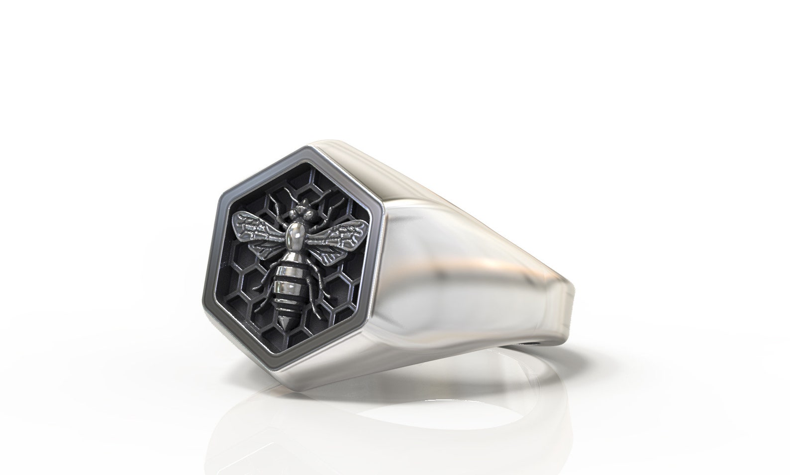 Bee Ring, Silver Bee Ring,bumble Bee, Honey Bee Signet Ring Made of ...