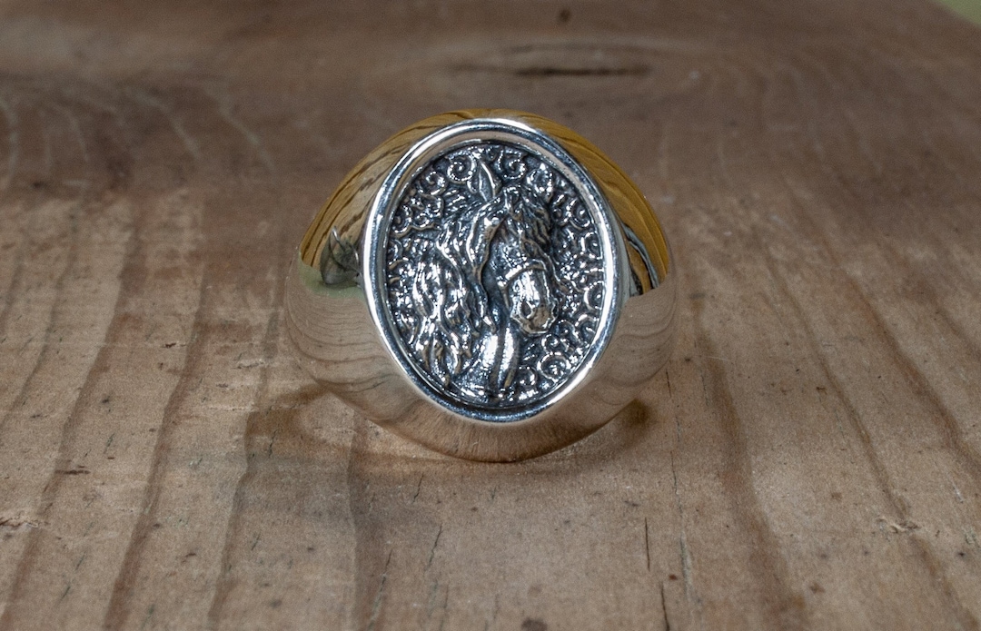 Silver Horse Ring, Unisex Equestrian Ring, Animal Ring Made of Pure ...