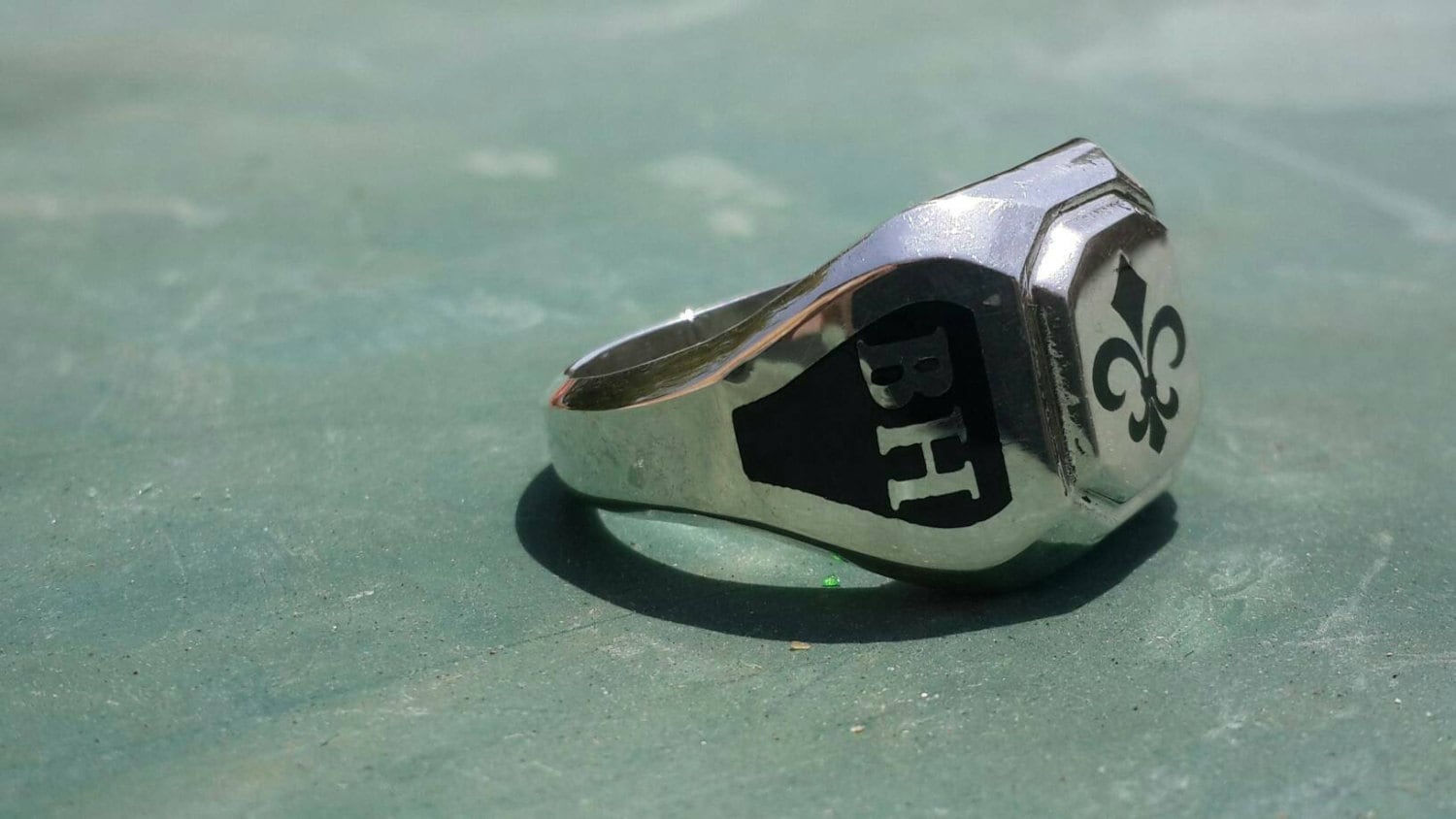 Fleur De Lis Sterling Silver Signet Ring With Initials,fully Customize ...