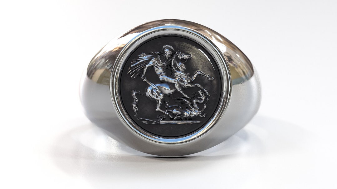 Saint George Signet Ring , Inspire Mental or Moral Strength to Venture ...