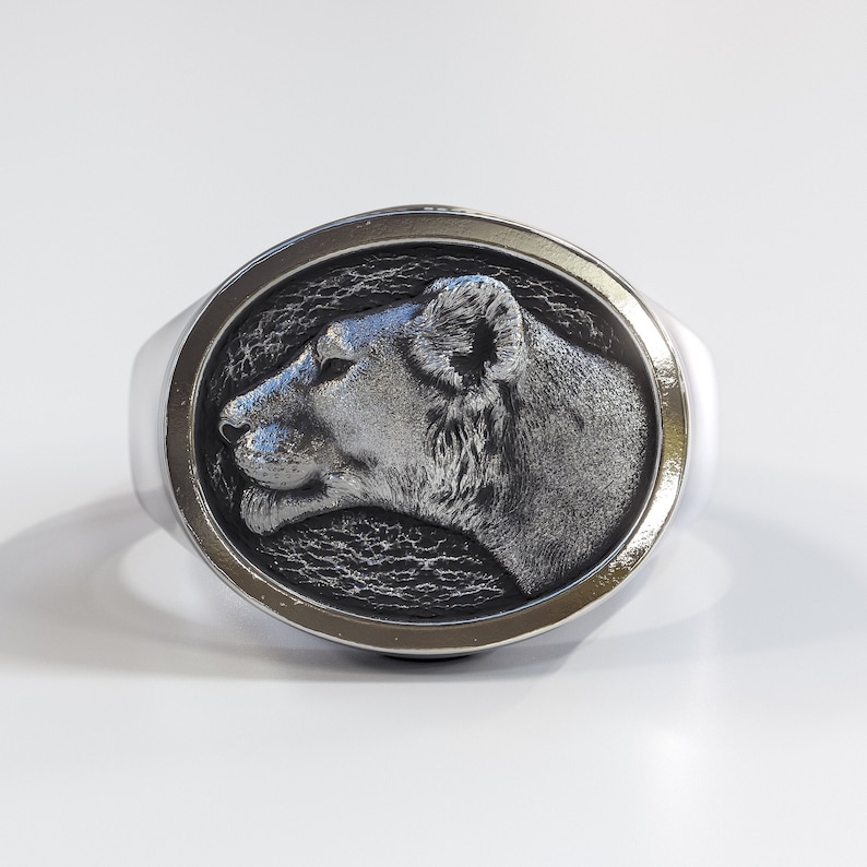 Lioness Signet Ring - Strength & Courage Jewelry Gift - Empowering Lion ...