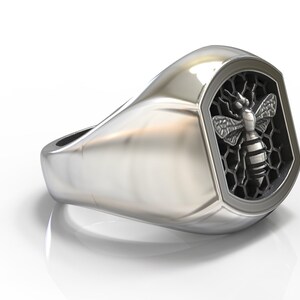 Bee Ring, Silver Bee Ring,bumble Bee, Honey Bee Signet Ring Made of ...