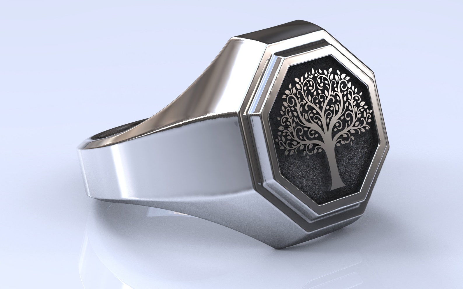 Sterling Silver Tree of Life Signet Ring Featuring Kabbalah Tree of ...