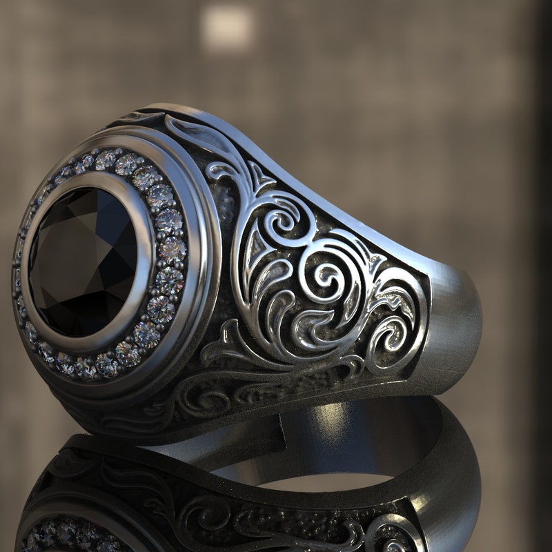 Mens Black Diamond Ring - Etsy
