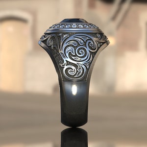 Unique Black Diamond Men Ring, Signet Rings, Diamond Man Ring, Black ...