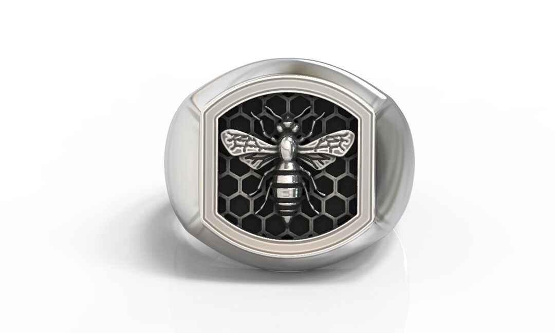 Bee Ring, Silver Bee Ring,bumble Bee, Honey Bee Signet Ring Made of ...