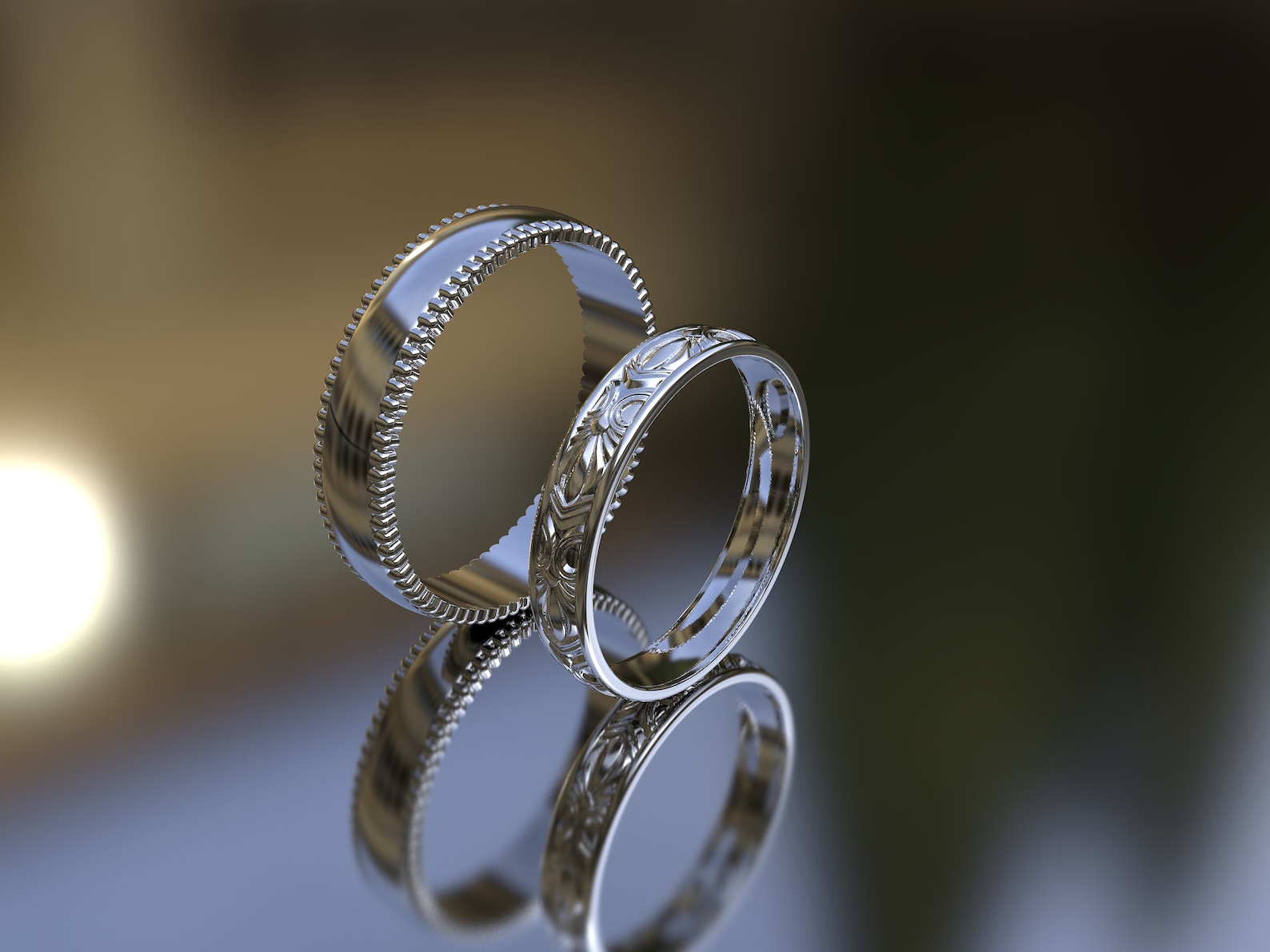 Art Deco Wedding Ring Set, Couple Wedding Rings Made of Sterling Silver ...