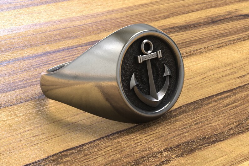 Mens Pinky Rings Nautical Anchor Ring Confortable and Strong | Etsy